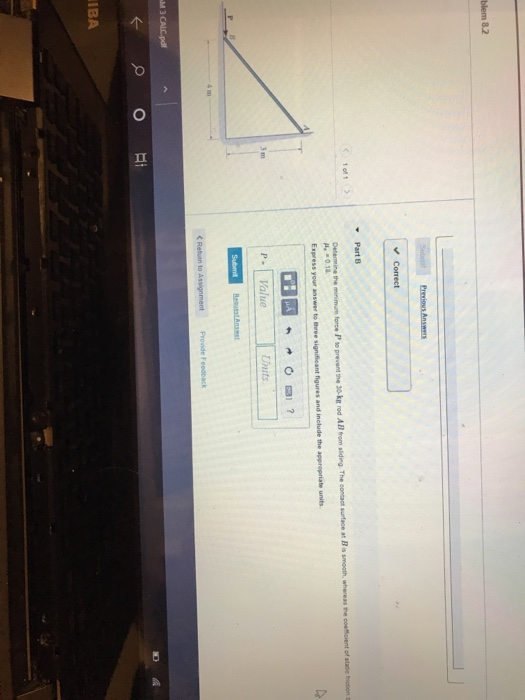 Solved blem 8.2 Previous Answers Correct Part B face at | Chegg.com