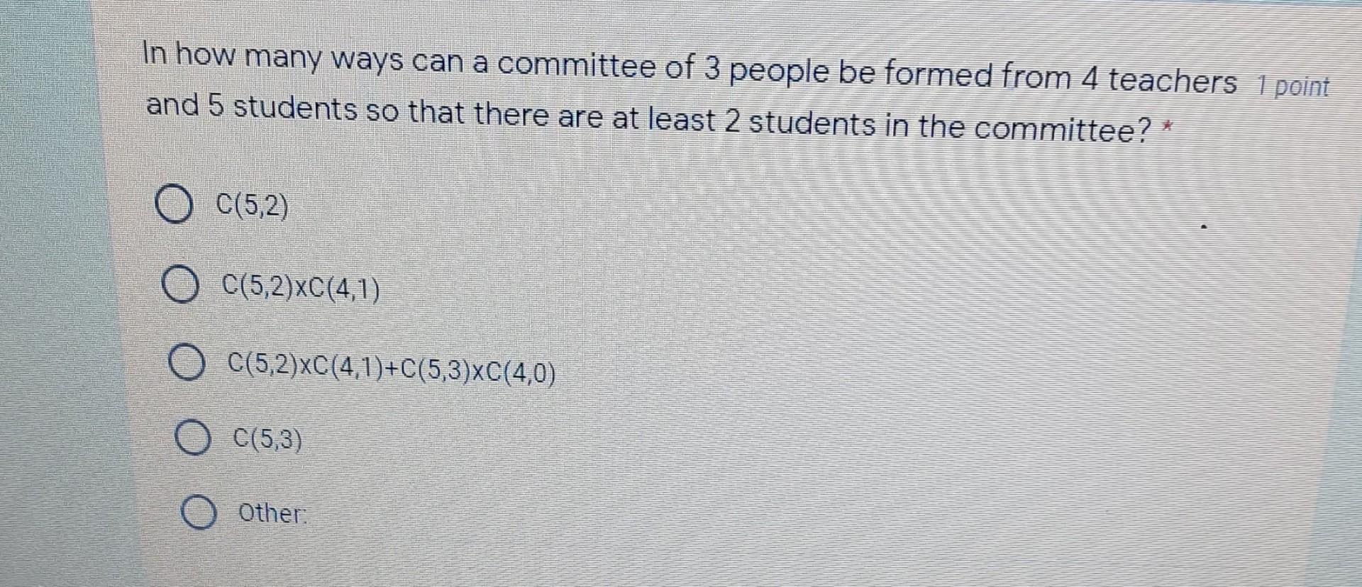 Solved In how many ways can a committee of 3 people be | Chegg.com