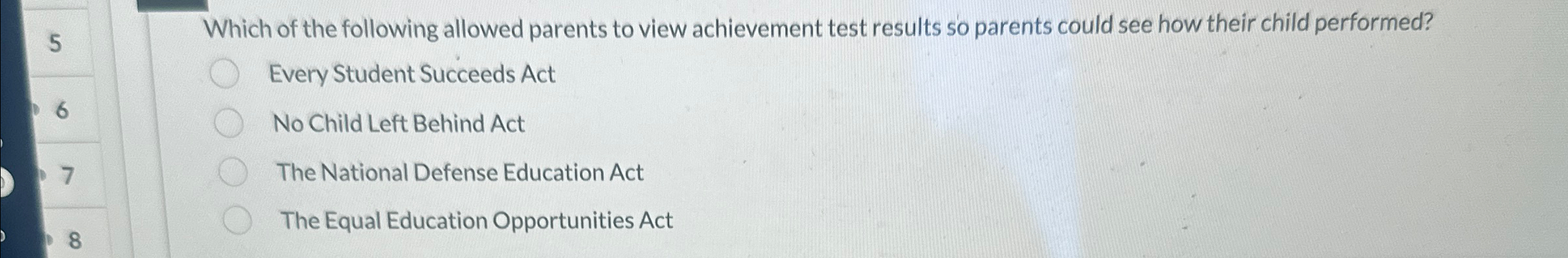 Solved Which of the following allowed parents to view | Chegg.com