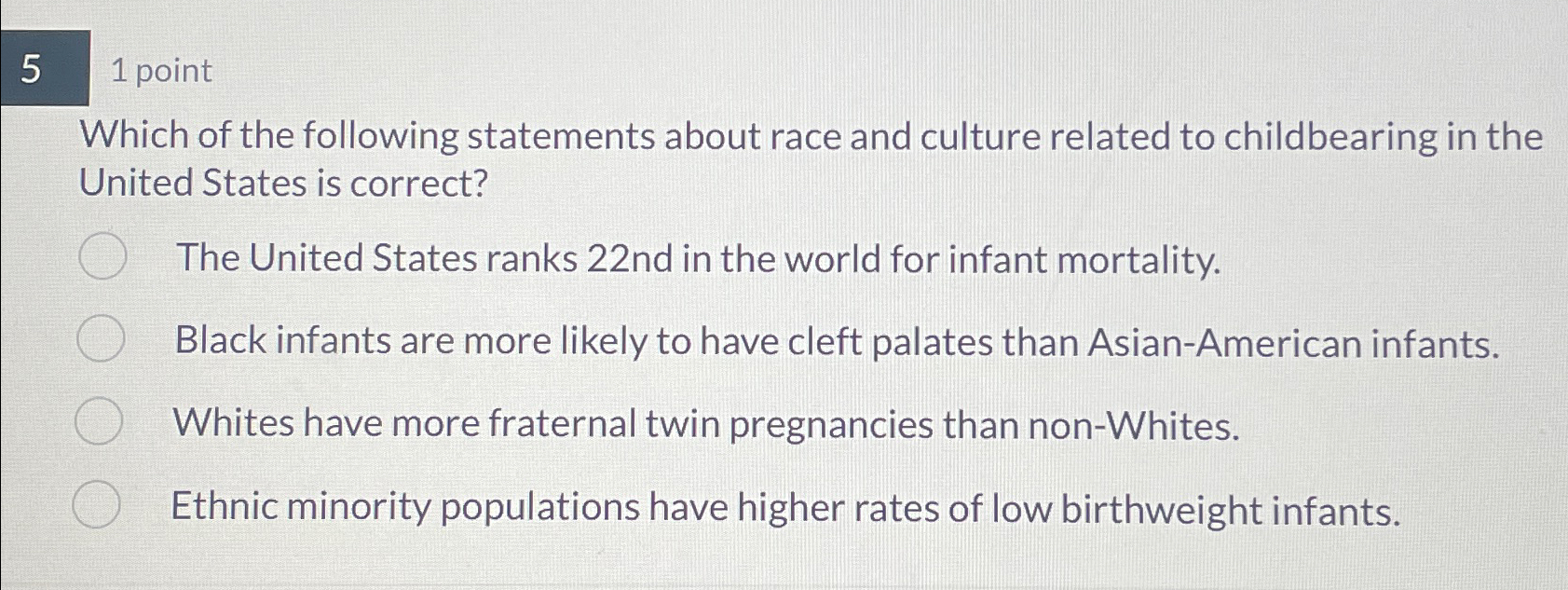 Solved 51 ﻿pointWhich of the following statements about race | Chegg.com