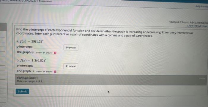 Solved Find the y-intercept of each exponential function and | Chegg.com