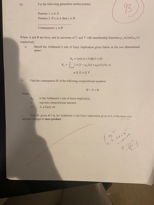 Solved Q1. For the following generalize modus ponens: | Chegg.com