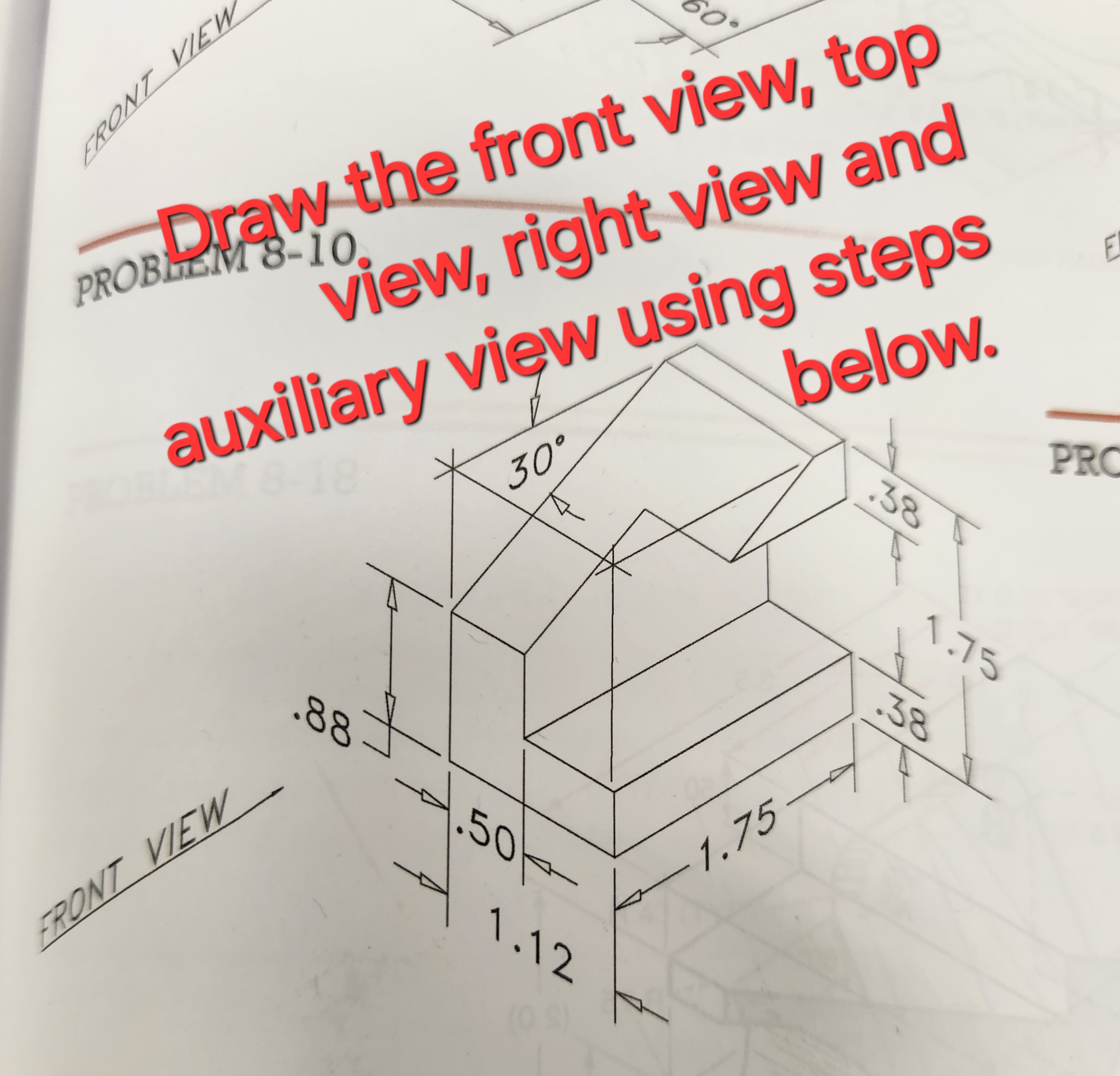 Solved Draw the front view, top view, right-side view, | Chegg.com
