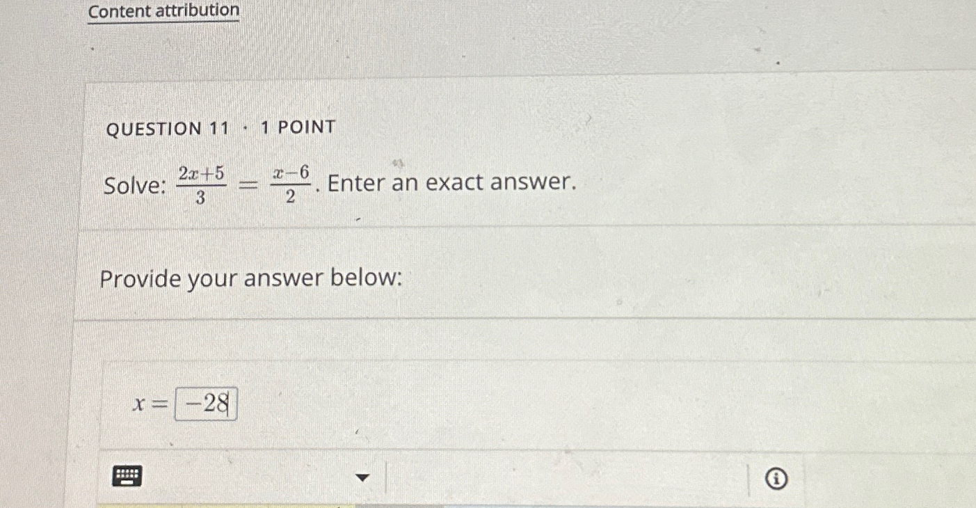 Solved Content attributionQUESTION 11 - 1 POINTSolve: | Chegg.com Solved Content attributionQUESTION 11 - 1 POINTSolve: | Chegg.com