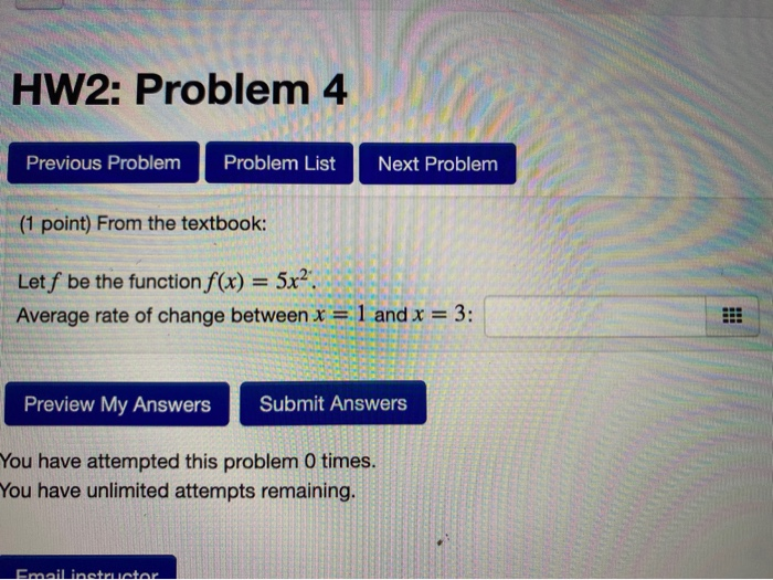 Solved HW2: Problem 4 Previous Problem Problem List Next | Chegg.com