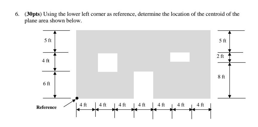 Solved (30pts) Using the lower left corner as reference, | Chegg.com