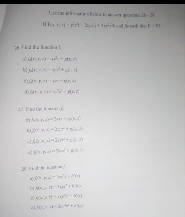 Solved Use the information below to answer questions 26 - 28 | Chegg.com