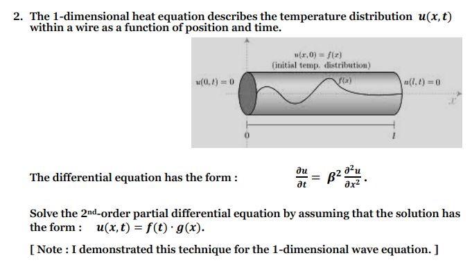 Solved 2. The 1-dimensional heat equation describes the | Chegg.com