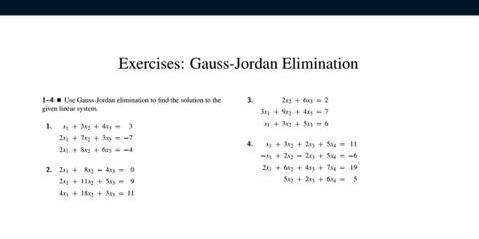 Solved Exercises: Gauss-Jordan Elimination 1. 2π+tan=2 rivin | Chegg.com
