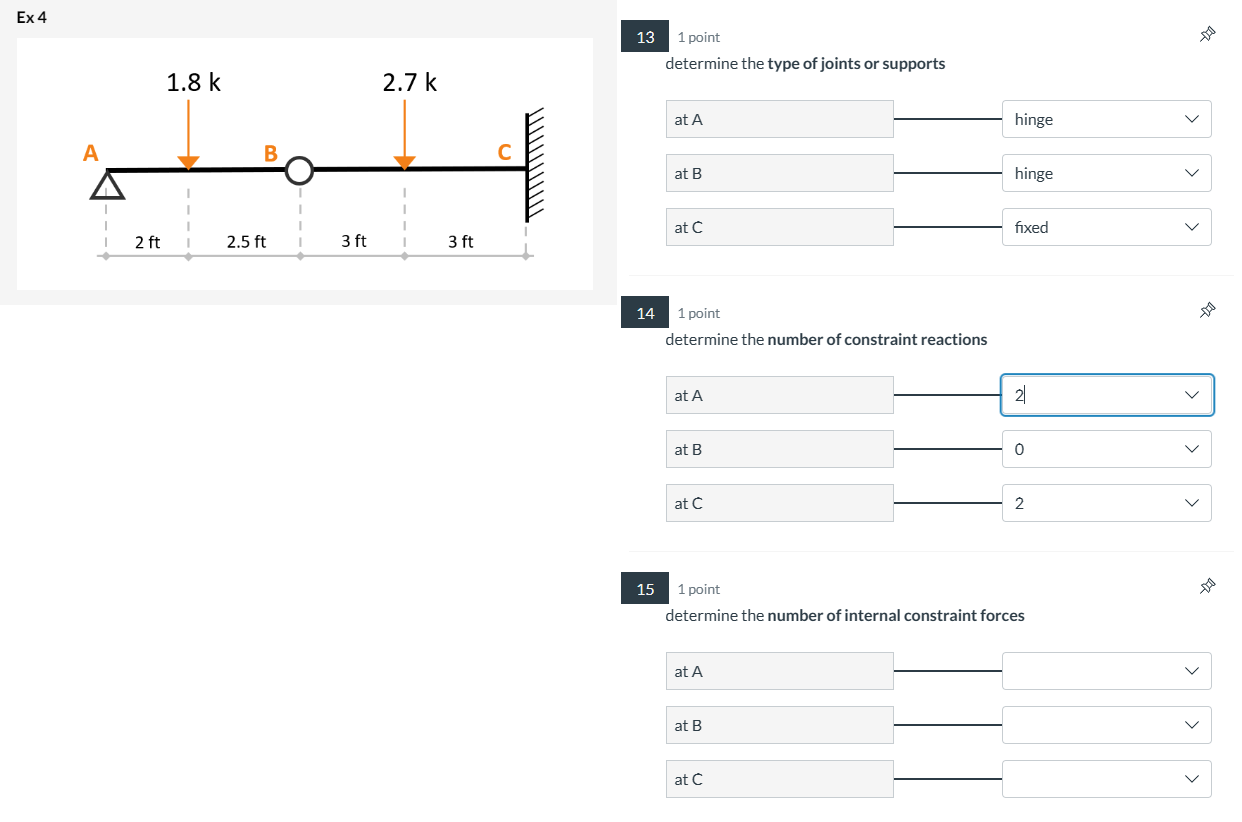 Solved 1) ﻿determine the type of joints or supports at A B | Chegg.com