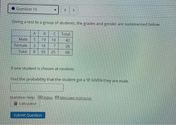 Solved Question 15 Giving a test to a group of students, the | Chegg.com