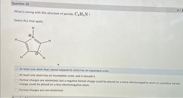 Solved What is wrong with this structure of pyrrole, C4H5 N | Chegg.com