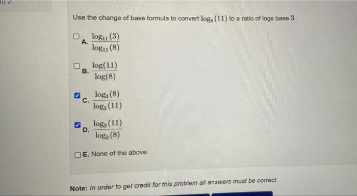 Solved (1 point) Use the change of base formula to convert | Chegg.com
