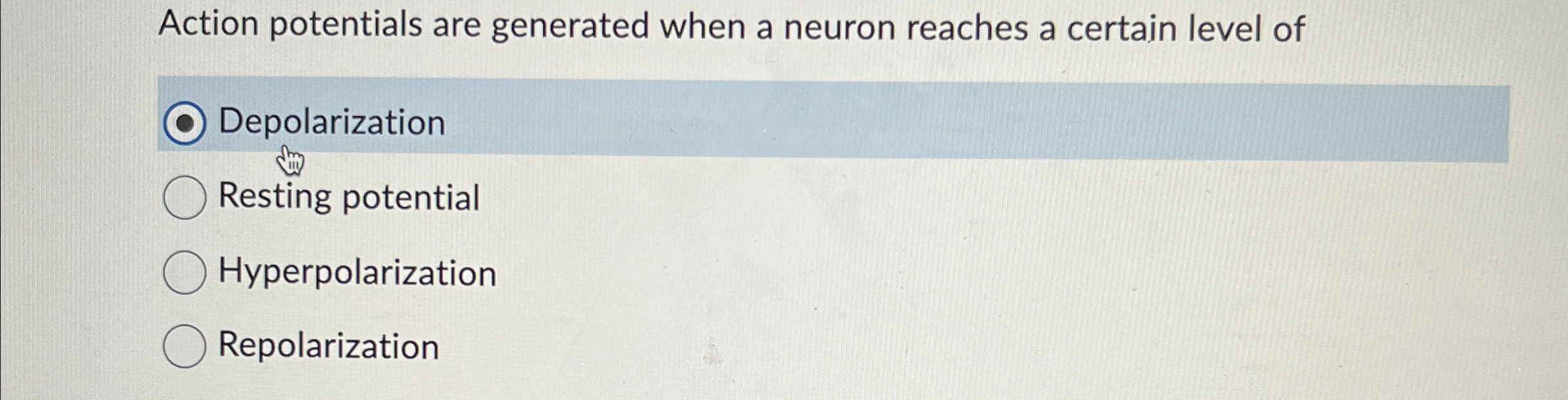 Solved Action potentials are generated when a neuron reaches | Chegg.com