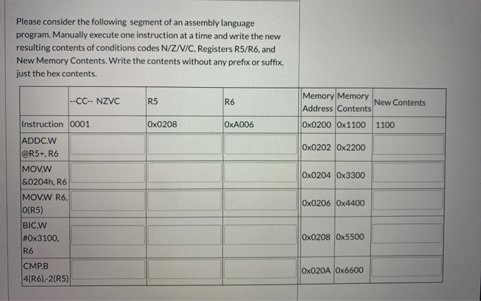 Solved Please consider the following segment of an assembly | Chegg.com