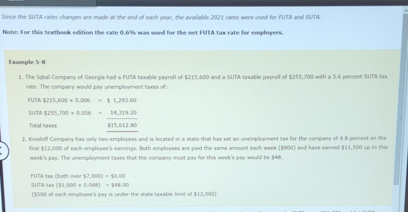 Since the SUTA rates changes are made at the end of | Chegg.com