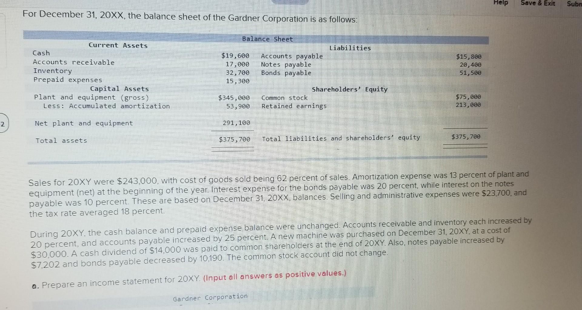 Solved Help Save & Exit Subr For December 31, 20XX, the | Chegg.com