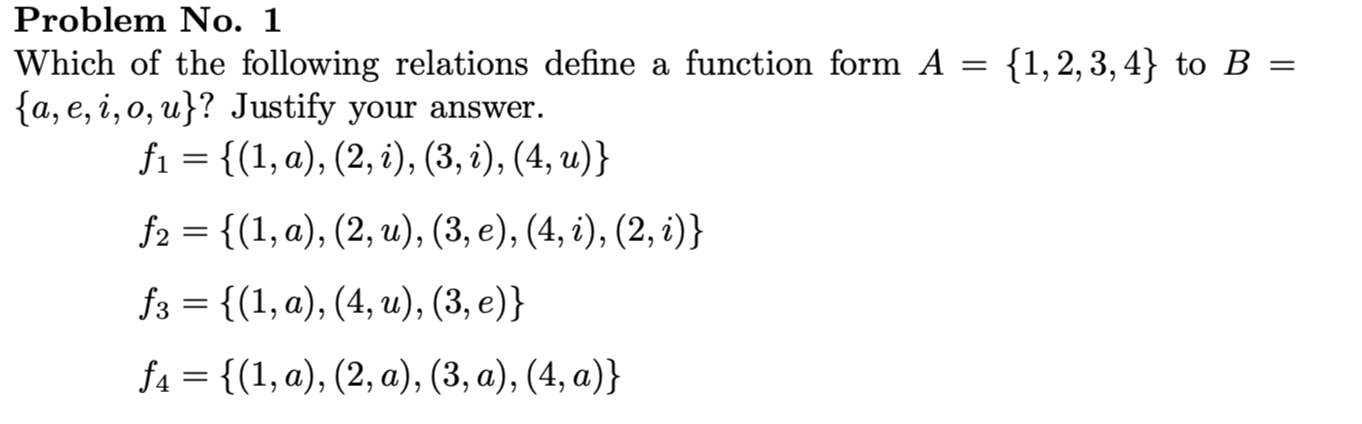 Solved Problem No. 1Which of the following relations define | Chegg.com