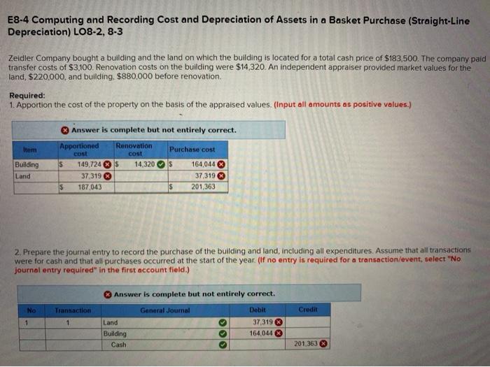 Solved E8-4 Computing and Recording Cost and Depreciation of | Chegg.com