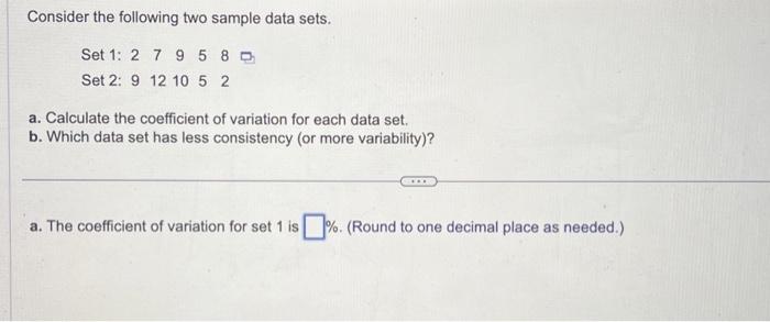 Solved Consider the following two sample data sets. a. | Chegg.com
