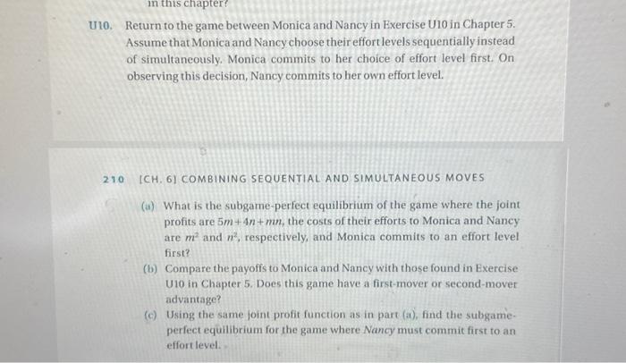 based on reveiwing s10 and U10 of chapter 5 solve U10 | Chegg.com