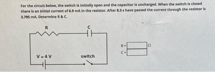 Solved For the circuit below, the switch is initially open | Chegg.com