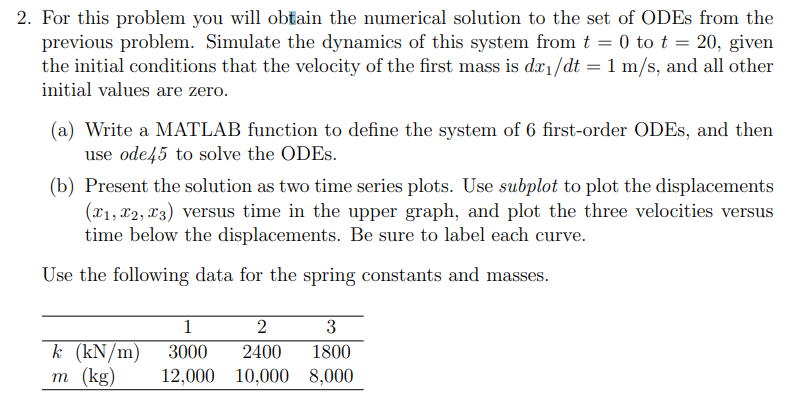 For this problem you will obtain the numerical | Chegg.com