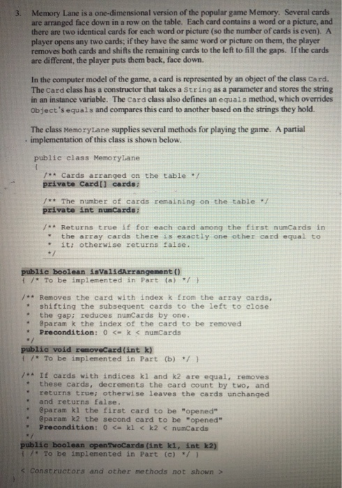 Solved Memory Lane is a one-dimensional version of the | Chegg.com