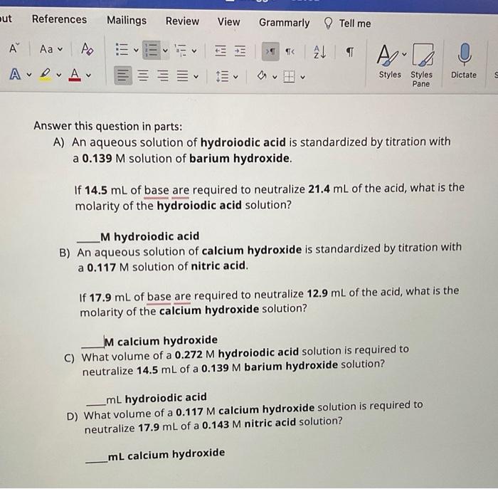 Solved inswer this question in parts: A) An aqueous solution | Chegg.com
