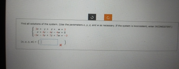 Solved Find all solutions of the system. (Use the parameters | Chegg.com
