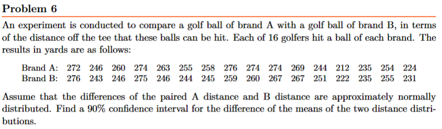Solved Problem 6An experiment is conducted to compare a golf | Chegg.com Solved Problem 6An experiment is conducted to compare a golf | Chegg.com