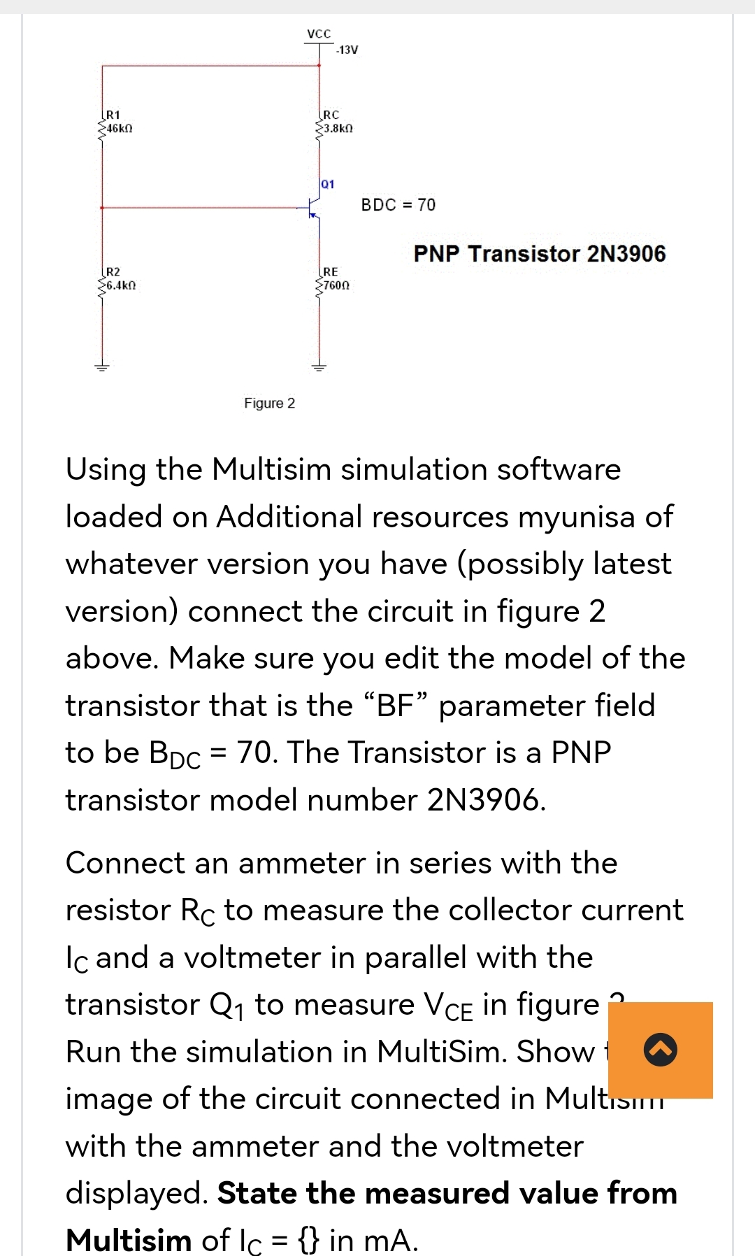 Solved Transistor 2N3906Using the Multisim simulation | Chegg.com