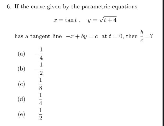 Solved 6. If the curve given by the parametric equations \\[ | Chegg.com