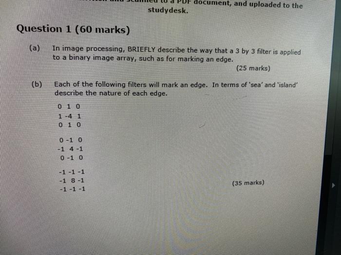 Question 1 ( 60 marks) (a) In image processing, | Chegg.com