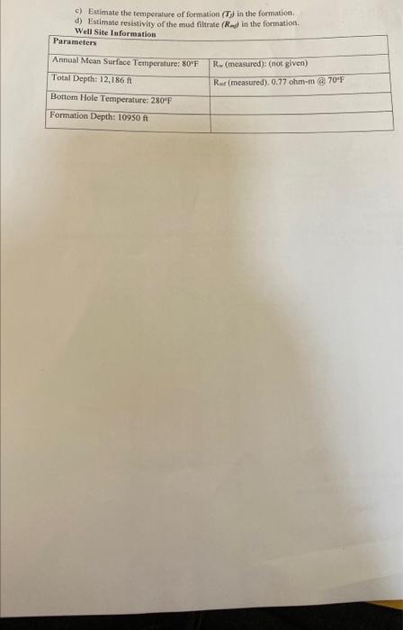 Solved Use Figure below, the well site information and | Chegg.com