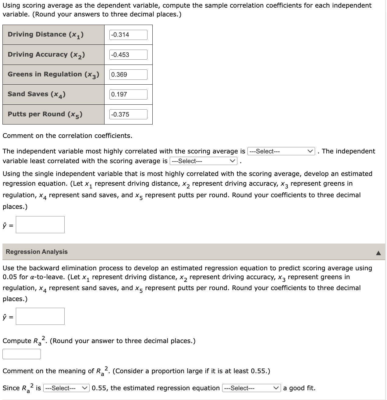 Solved Regression AnalysisUse the backward elimination | Chegg.com