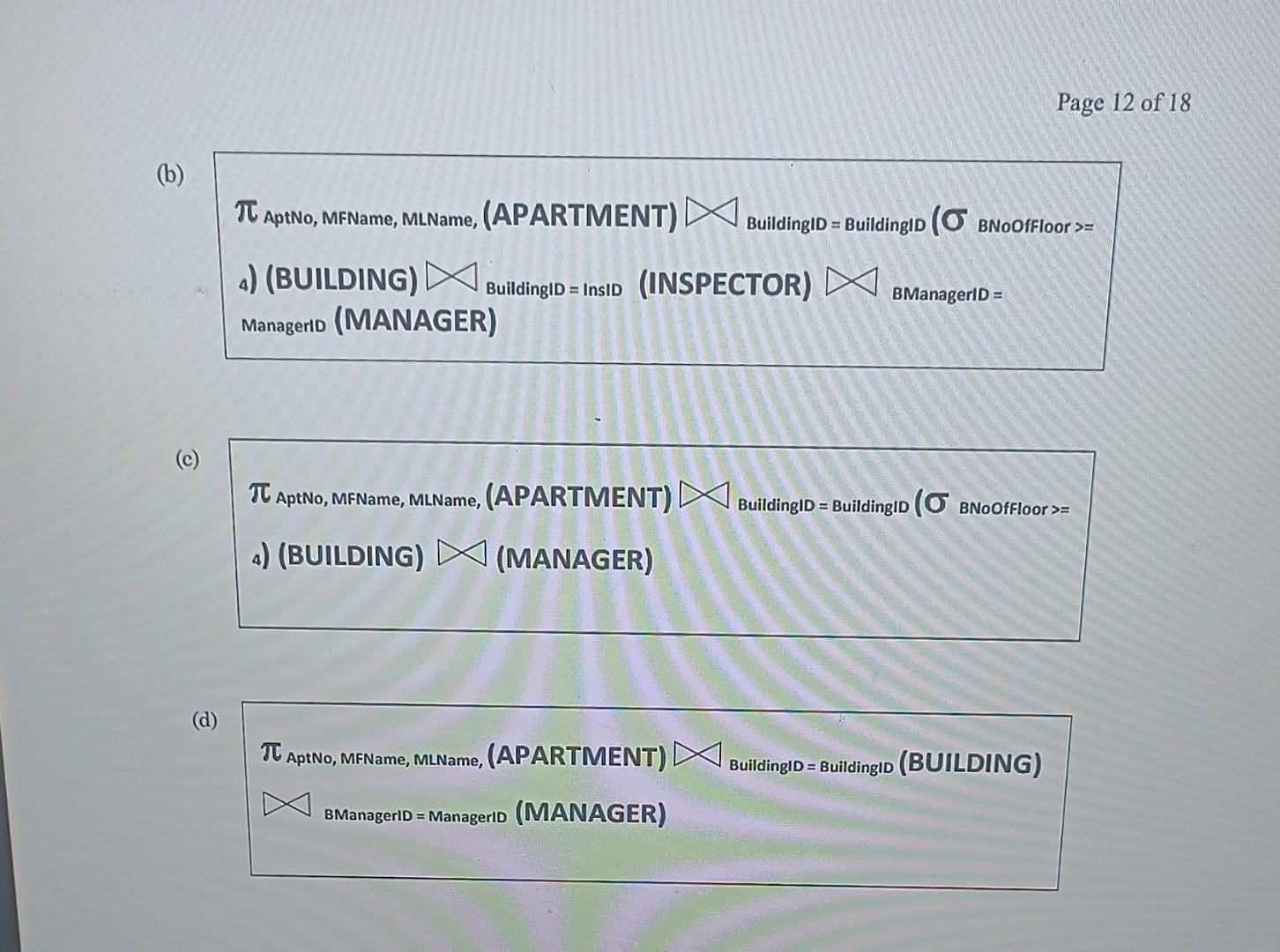 Solved Question 5 (Relational Algebra - Single Answer | Chegg.com