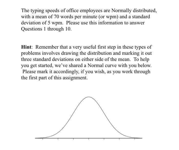 Solved The typing speeds of office employees are Normally | Chegg.com