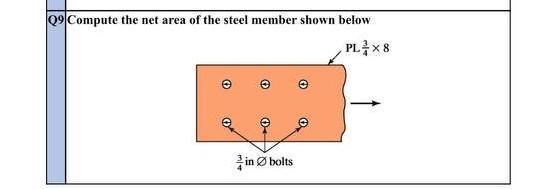 Solved Compute the net area of the steel member shown below | Chegg.com