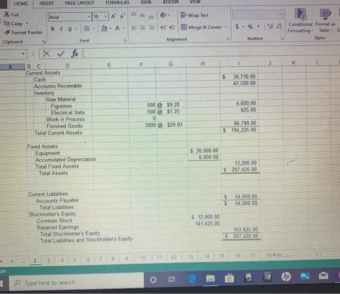 Solved FILE HOME INSERT PAGE LAYOUT FORMULAS DATA Cut -10A | Chegg.com