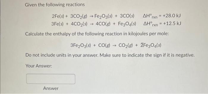 Solved Given the following reactions | Chegg.com