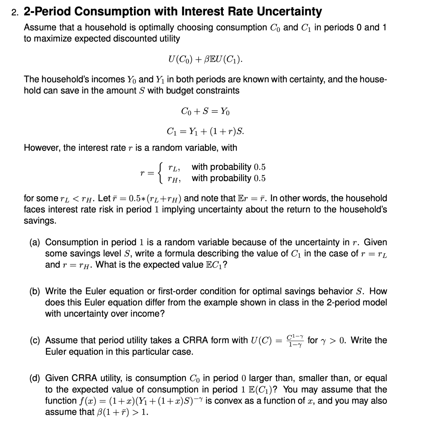 Solved 2-Period Consumption with Interest Rate | Chegg.com