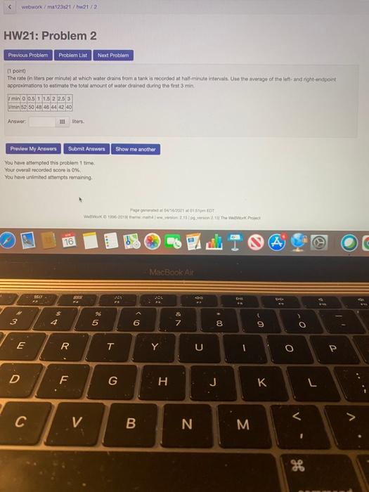 Solved wework/m12321/21/2 HW21: Problem 2 Previous Problem | Chegg.com