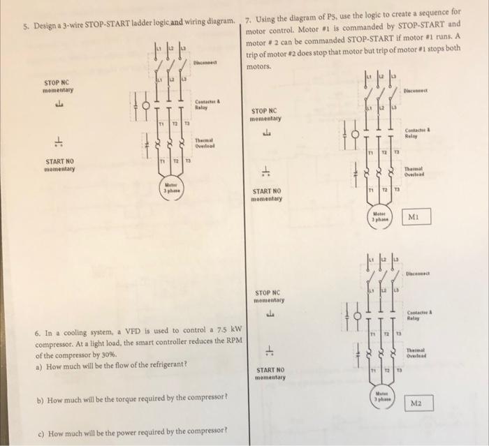 Solved 5. Design a 3-wite STOP-START ladder logic and wiring | Chegg.com