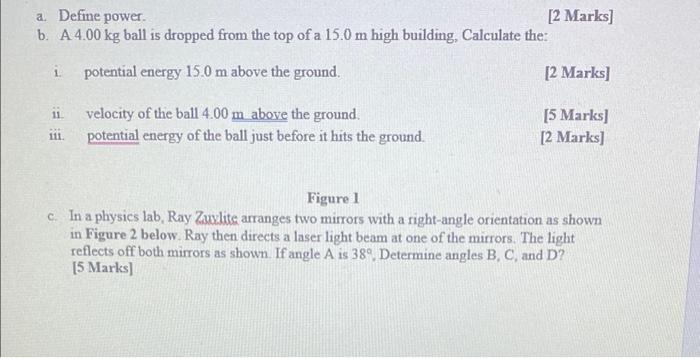 Solved a. Define power. [2 Marks] b. A 4.00 kg ball is | Chegg.com
