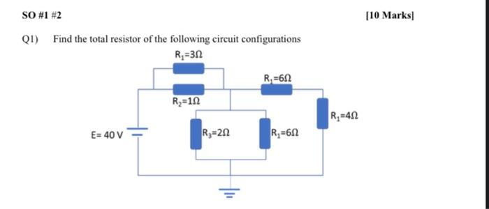 Solved Q1) Find the total resistor of the following circuit | Chegg.com