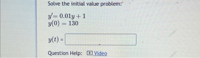 Solved Solve the initial value problem: | Chegg.com