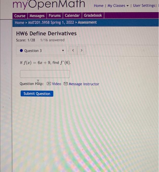 Solved myOpenMath Home My Classes User Settings Course | Chegg.com