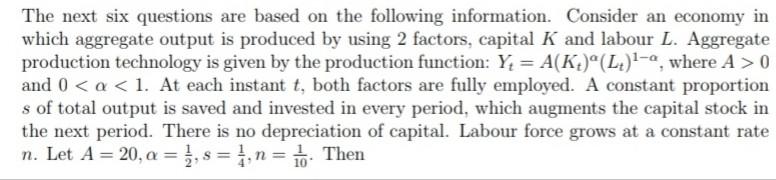 Solved 55) the steady state level of output per | Chegg.com