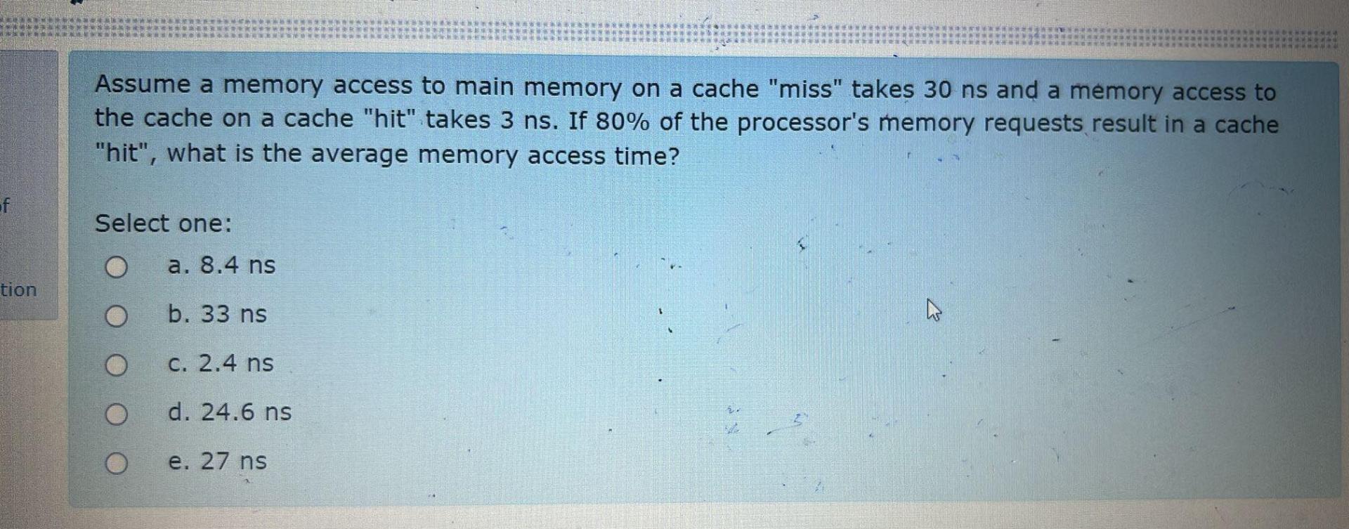 Solved Assume a memory access to main memory on a cache | Chegg.com